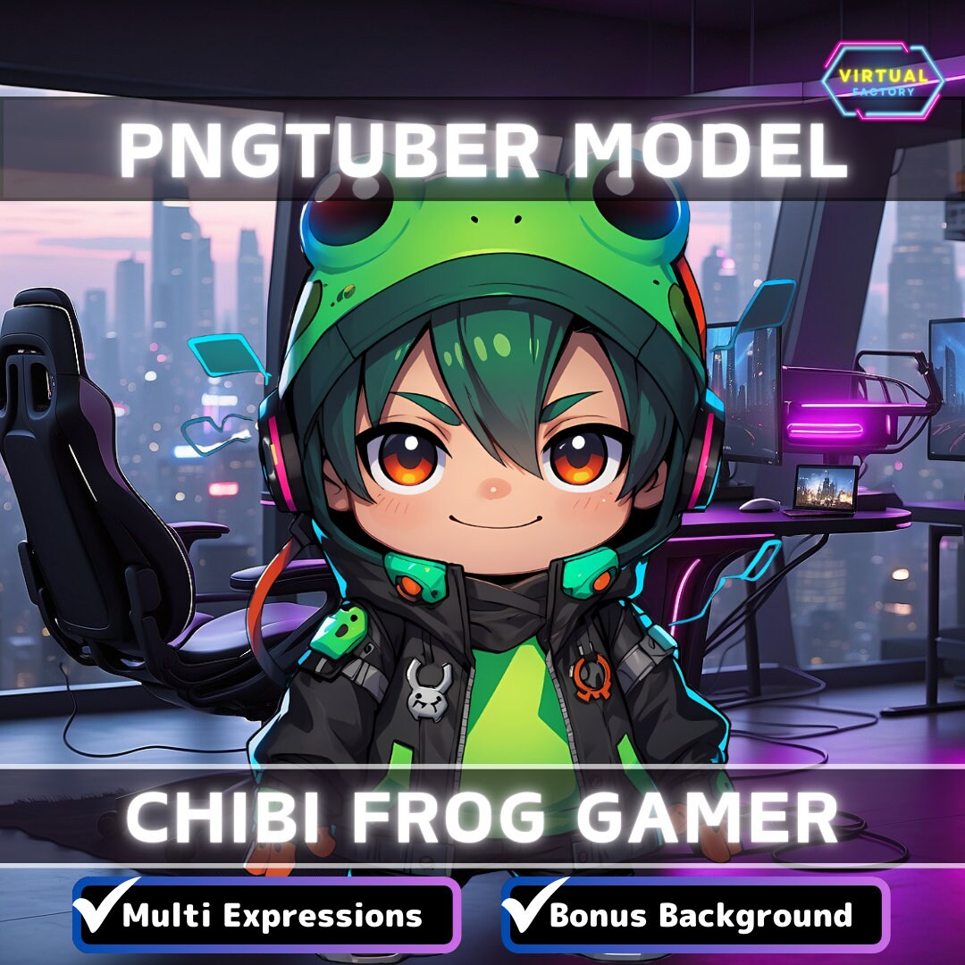 Premade Pngtuber Model Chibi Frog Boy Vtuber Model Cute Male PNG Vtuber ...