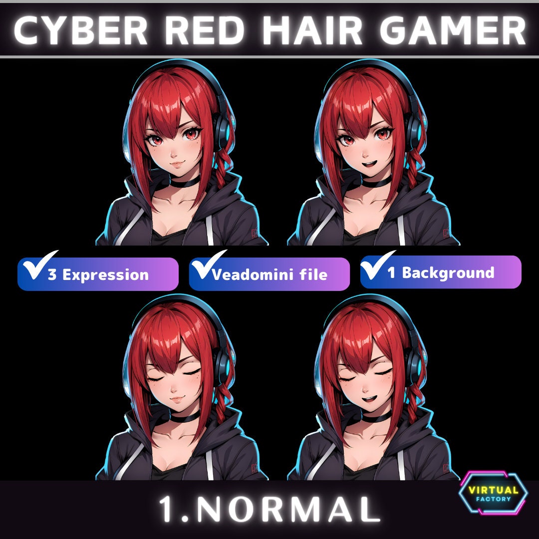 Premade Pngtuber Model Red Hair Girl Vtuber Model Female PNG Vtuber ...