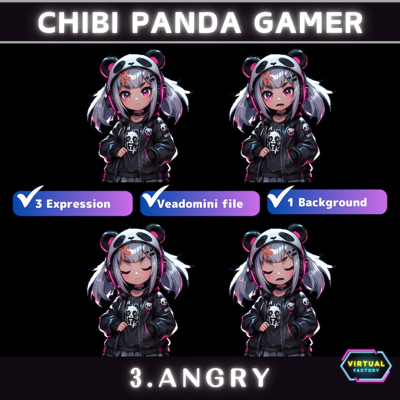 Premade Pngtuber Model Chibi Panda Girl Vtuber Model Cute Female PNG ...