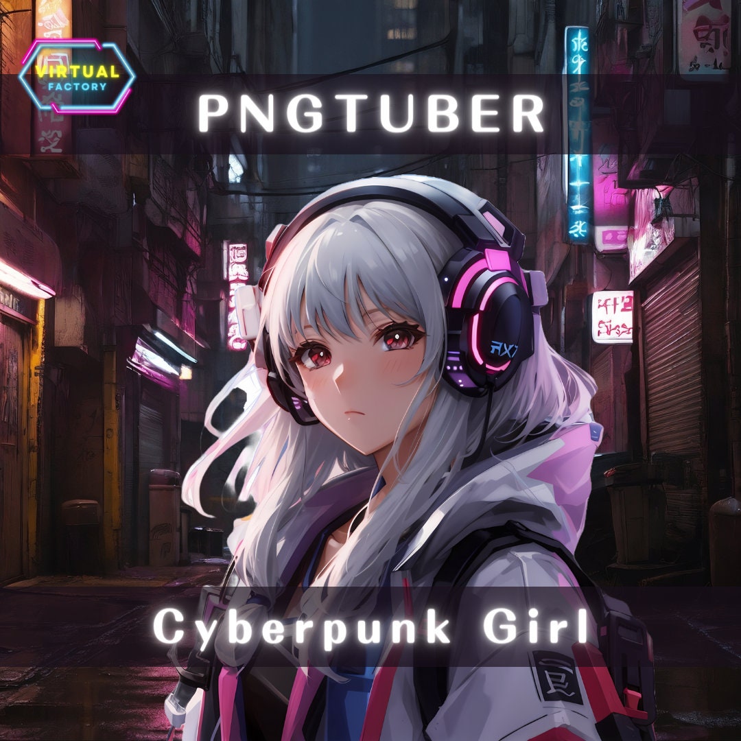 Pngtuber Premade Model Cyberpunk Girl With Animated Background Twitch ...