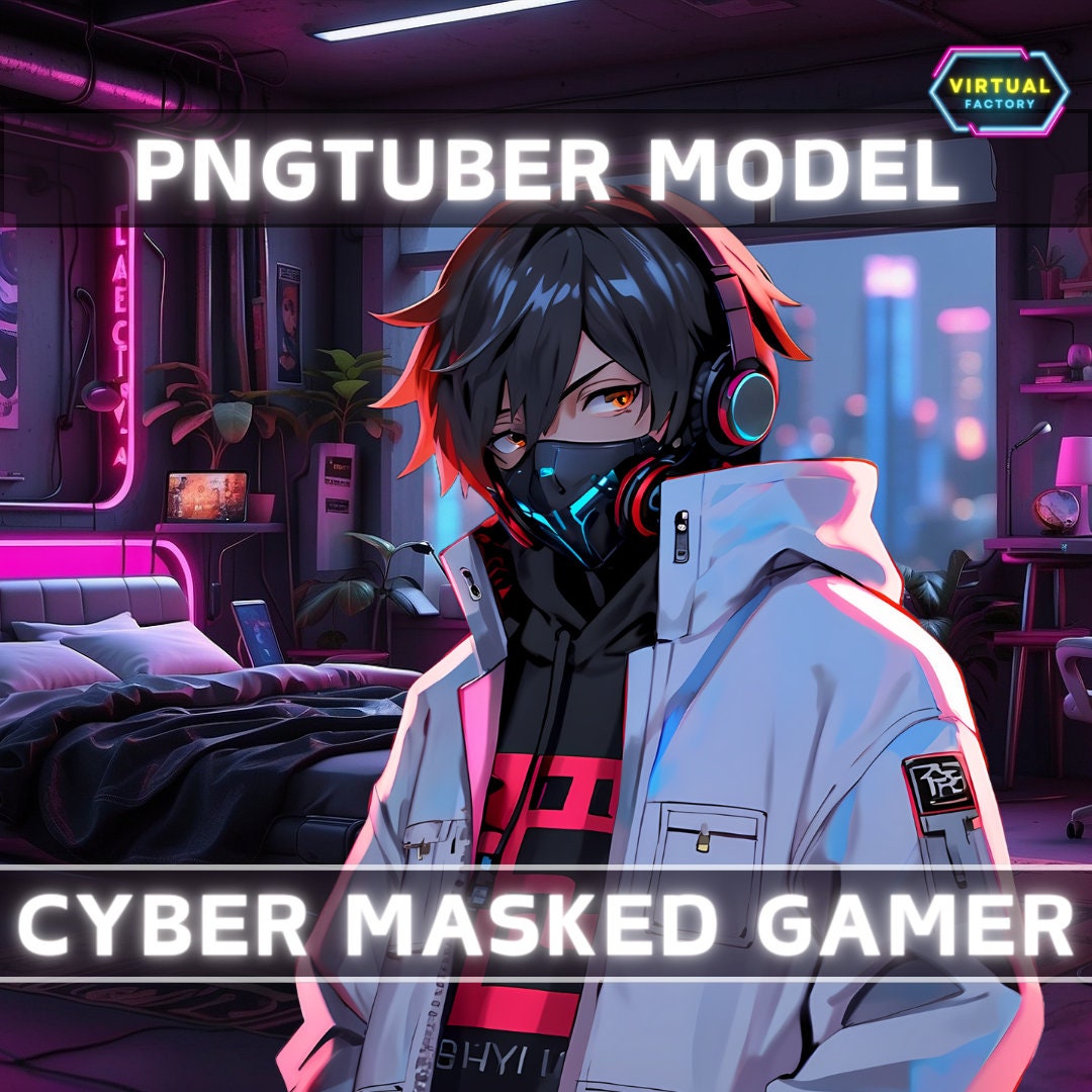 Pngtuber Premade Model Cyber Masked Gamer Boy | Twitch | Youtube ...