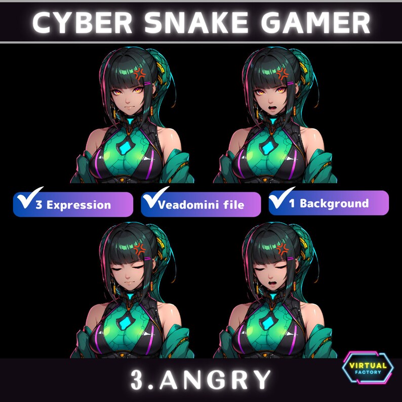 Premade Pngtuber Model Snake Girl Vtuber Model Female PNG Vtuber Avatar ...