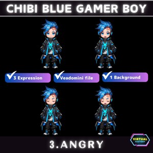 Premade Pngtuber Model Chibi Blue Boy Vtuber Model Cute Male PNG Vtuber ...