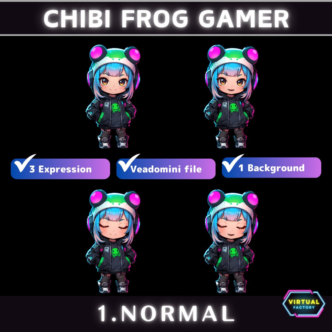 Premade Pngtuber Model Chibi Frog Girl Vtuber Model Cute Female PNG ...