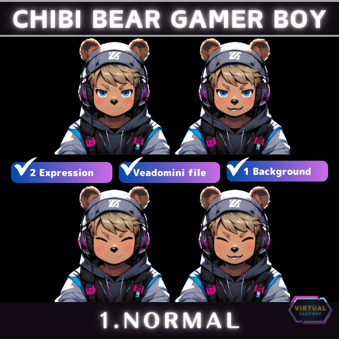 Premade Pngtuber Model Chibi Bear Boy Vtuber Model Male PNG Vtuber ...