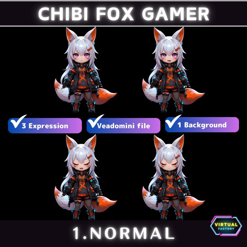 Premade Pngtuber Model Chibi Fox Girl Vtuber Model Cute Female PNG ...