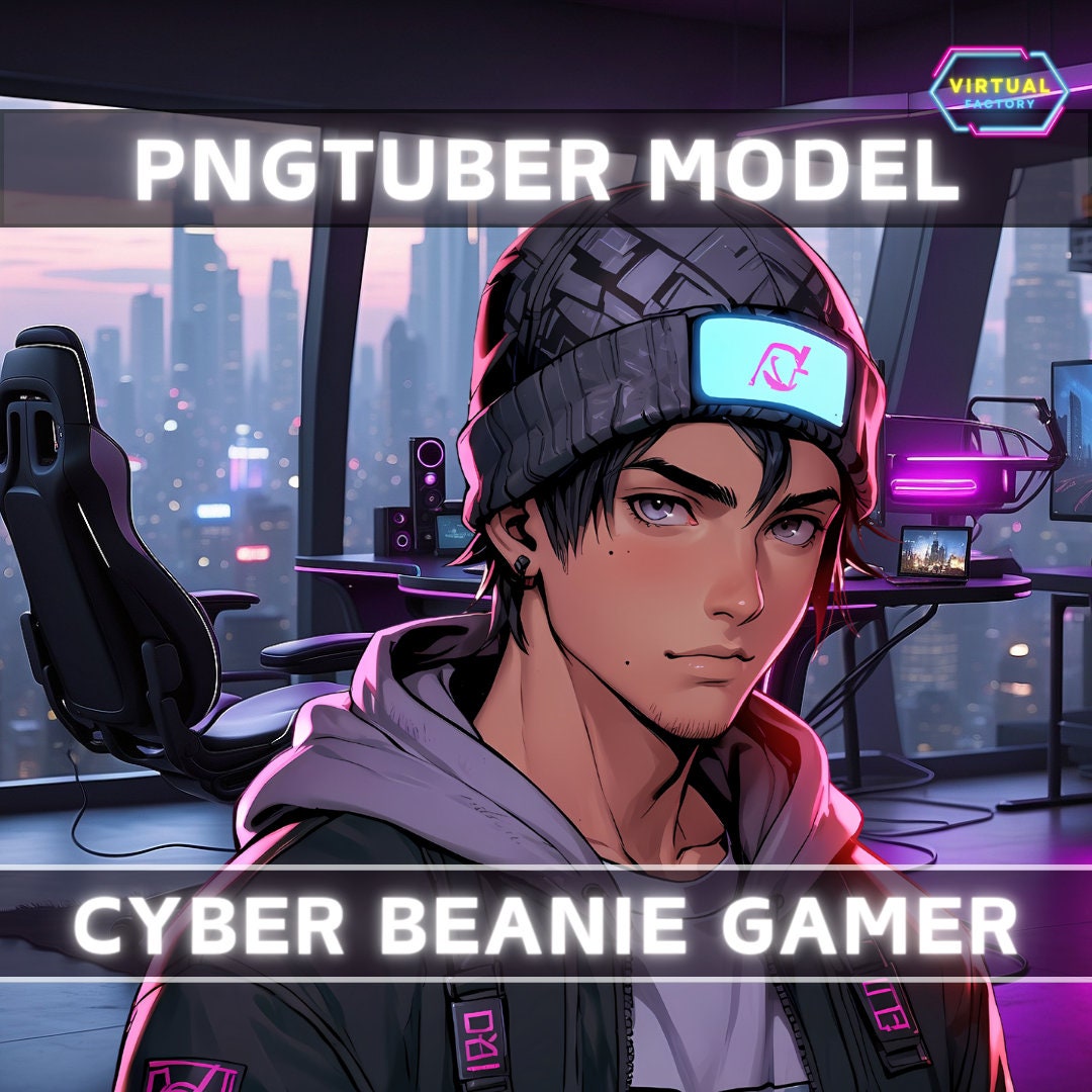 Premade Pngtuber Model Beanie Gamer Boy Vtuber Model Male PNG Vtuber ...