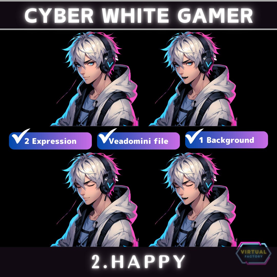 Pngtuber Premade Model Cyber White Gamer Boy | Twitch | Youtube ...