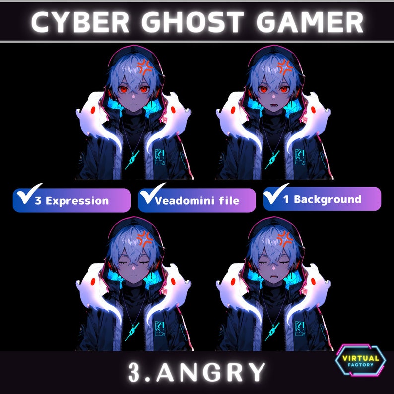 Modelo PNGTuber prefabricado Ghost Boy Vtuber Modelo Masculino PNG ...