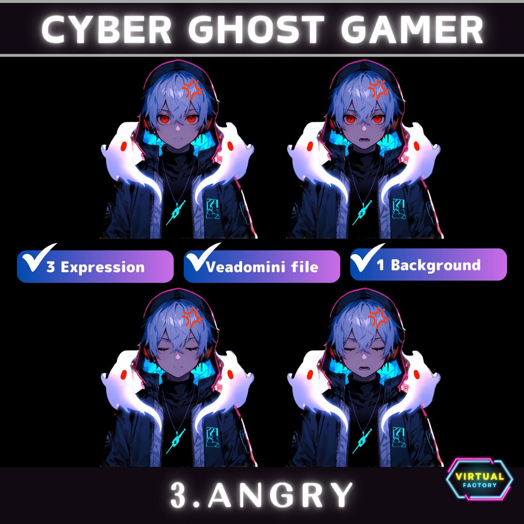 Premade Pngtuber Model Ghost Boy Vtuber Model Male PNG Vtuber Avatar Gaming Stream Asset With ...