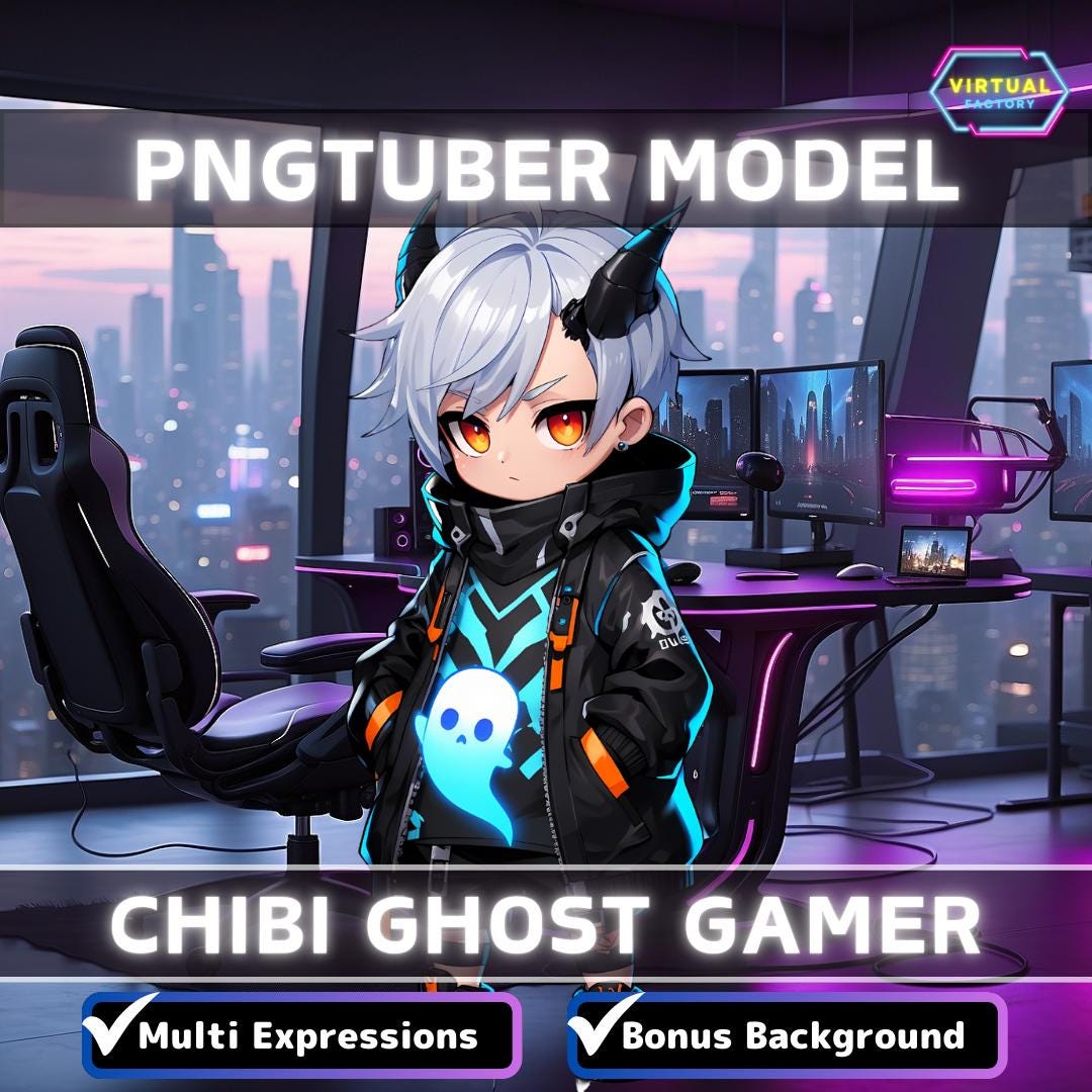 Premade Pngtuber Model Chibi Ghost Boy Vtuber Model Cute Male PNG ...