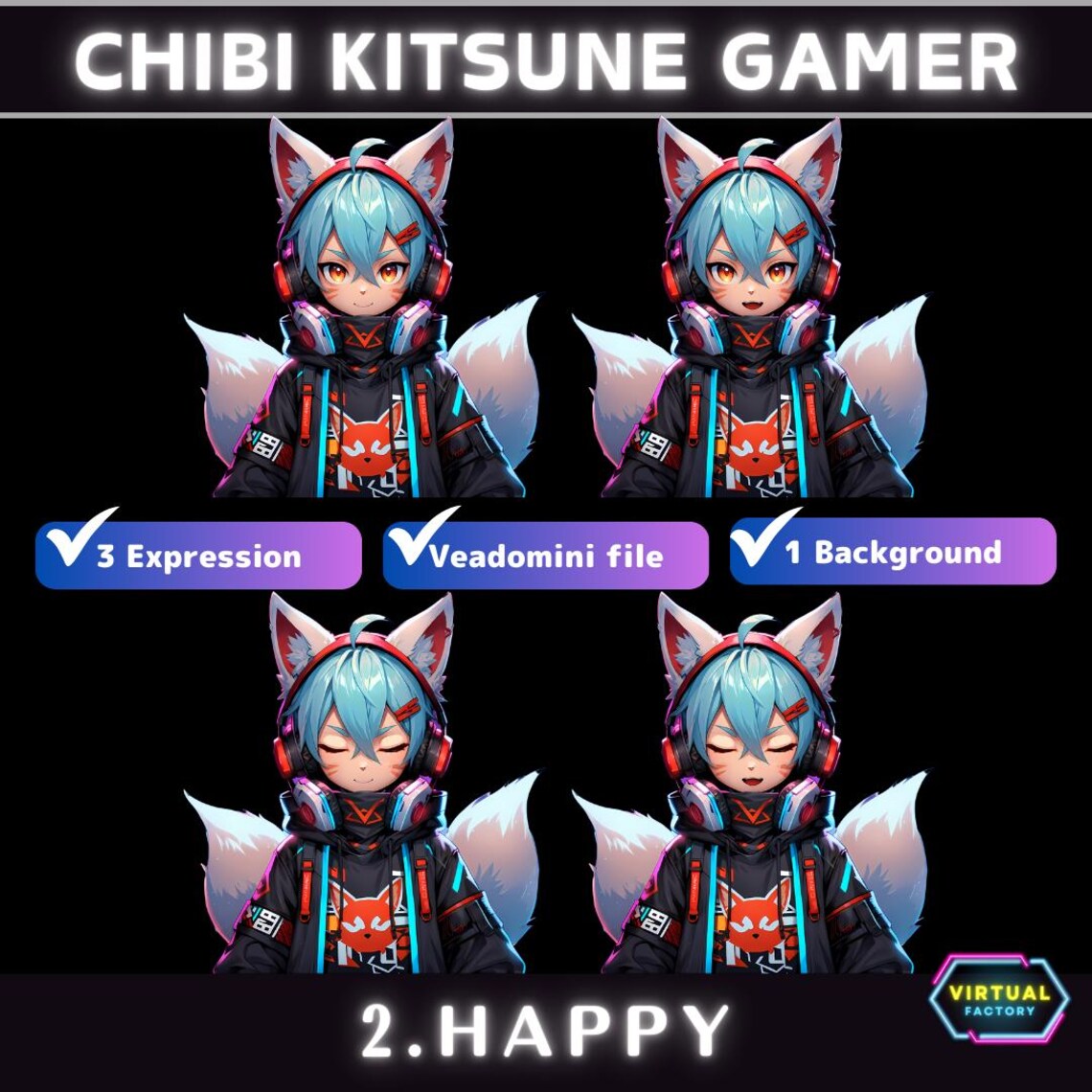 Premade Pngtuber Model Chibi Kitsune Boy Vtuber Model Cute Male PNG ...