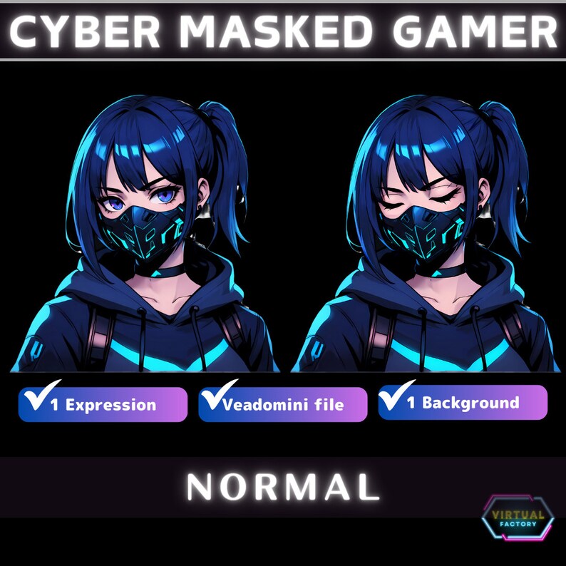Pngtuber Premade Model Cyber Masked Gamer Girl Twitch Youtube Vtuber ...