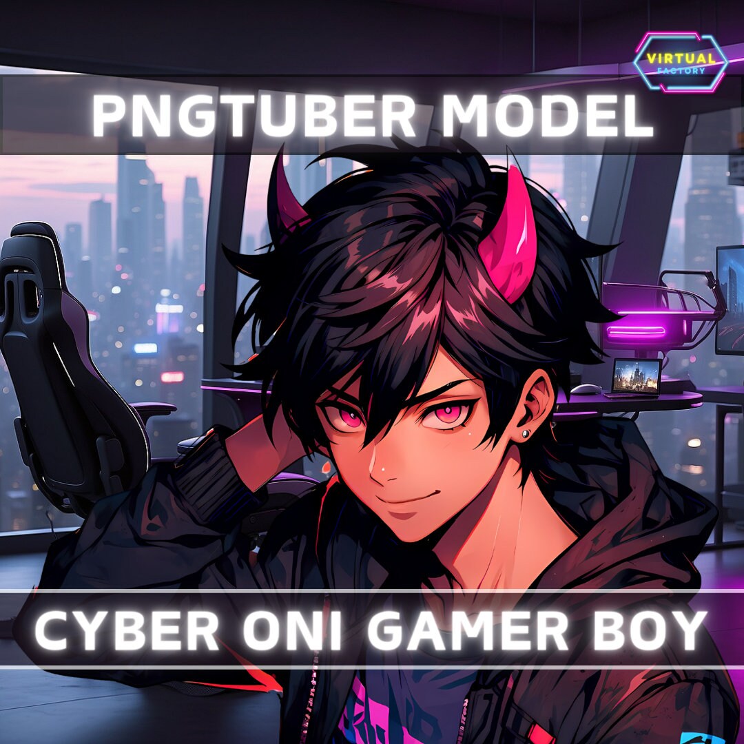 Premade Pngtuber Model Oni Boy Vtuber Model Demon Male PNG Vtuber ...