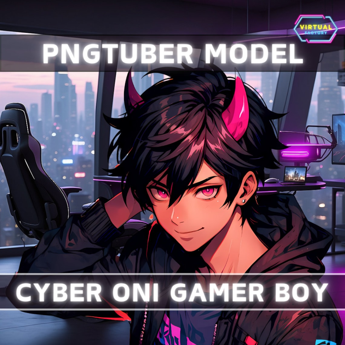 Premade Pngtuber Model Oni Boy Vtuber Model Demon Male PNG Vtuber ...
