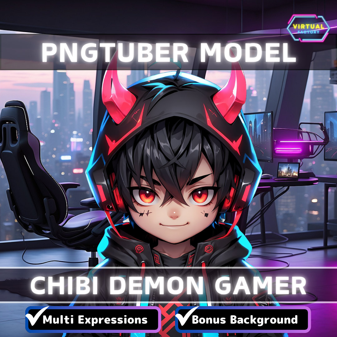 Premade Pngtuber Model Chibi Demon Boy Vtuber Model Cute Male PNG ...