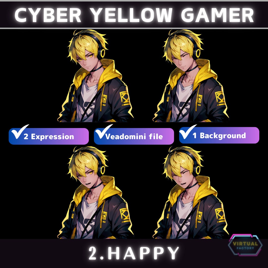 Pngtuber Premade Model Cyber Yellow Gamer Boy | Twitch | Youtube ...