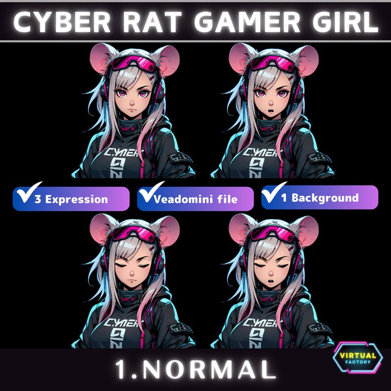 Premade Pngtuber Model Rat Girl Vtuber Model Female PNG Vtuber Avatar ...