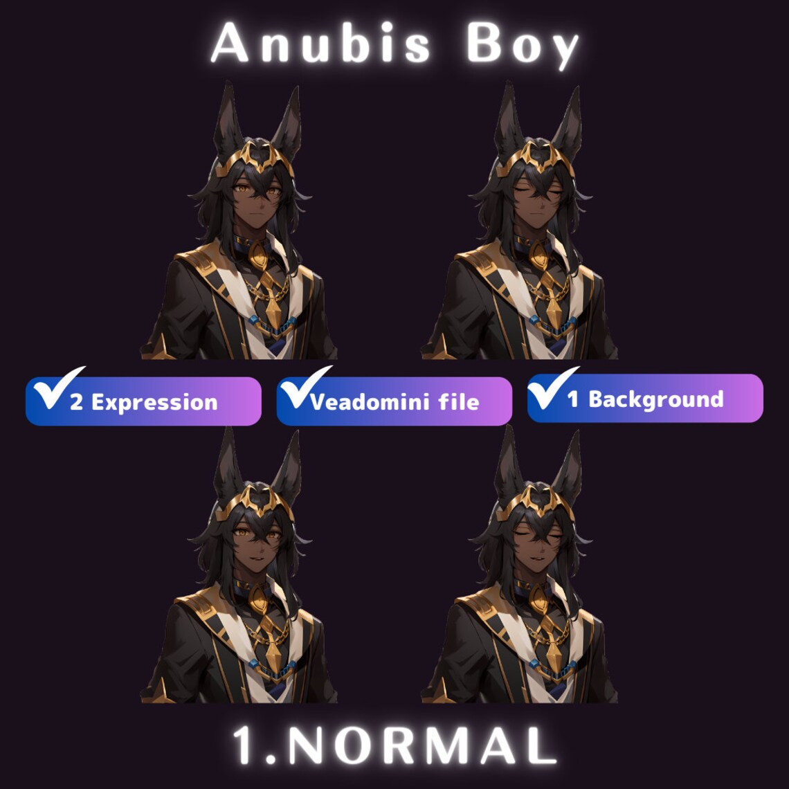 Pngtuber Premade Model Anubis Boy With Animated Background | Twitch ...