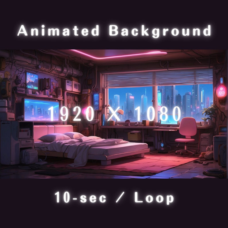 Animated Background Cyberpunk Bedroom for Streaming on OBS, Twitch ...