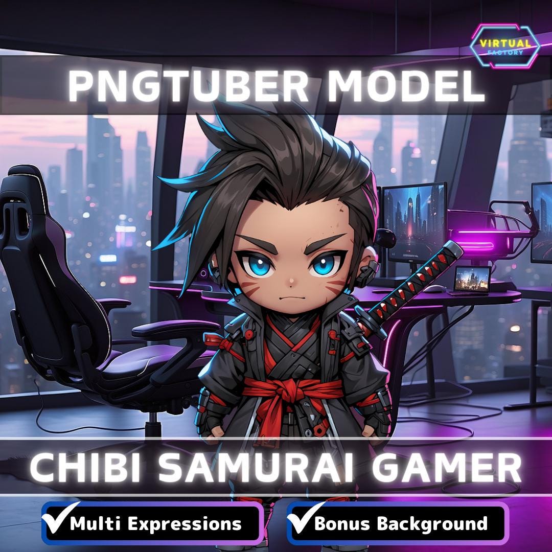 Premade Pngtuber Model Chibi Samurai Boy Vtuber Model Cute Male PNG ...