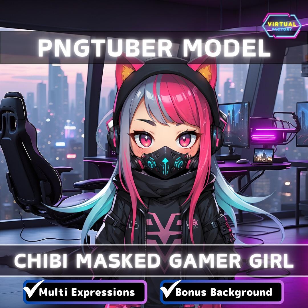 Premade Pngtuber Model Chibi Masked Girl Vtuber Model Cute Female PNG ...