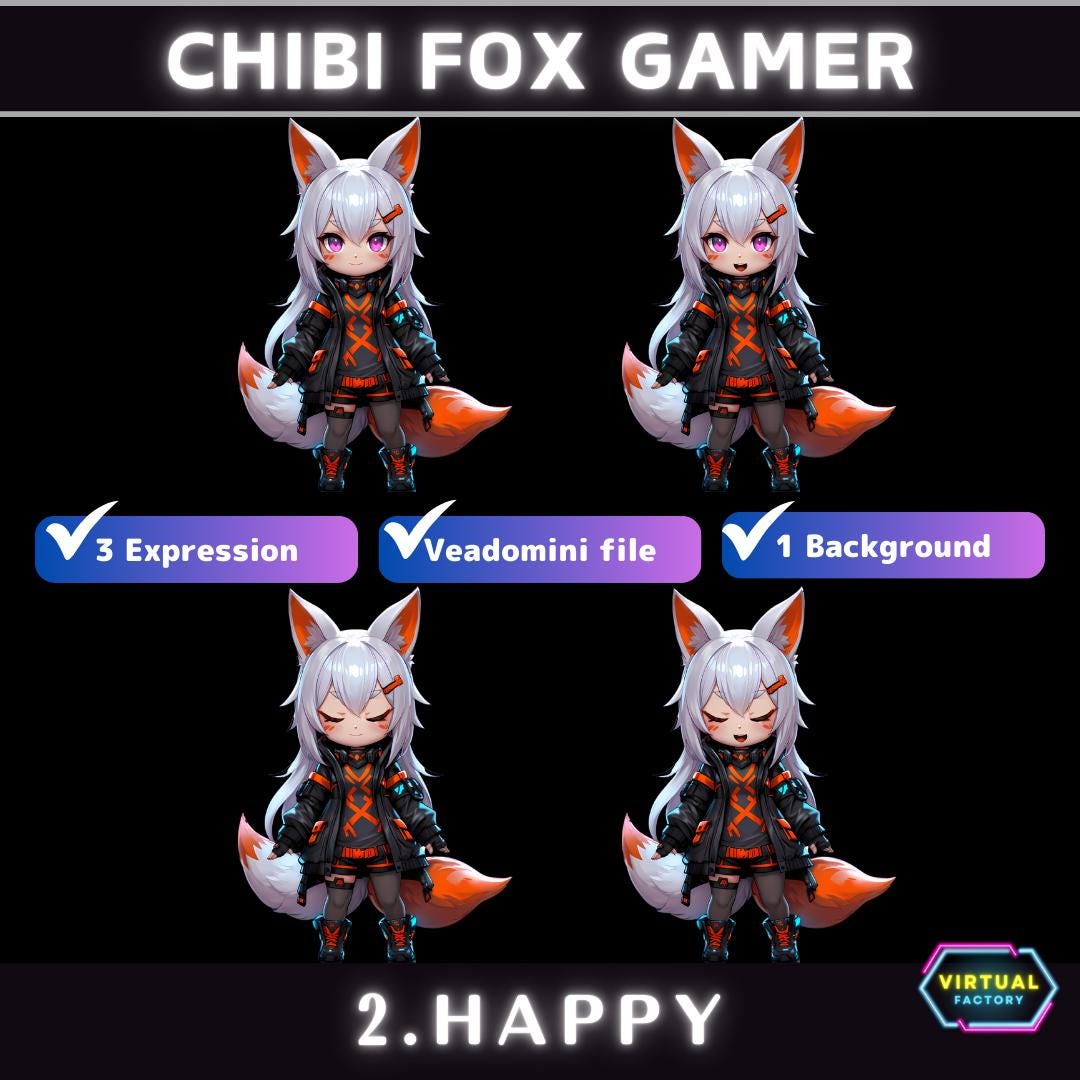 Premade Pngtuber Model Chibi Fox Girl Vtuber Model Cute Female PNG ...