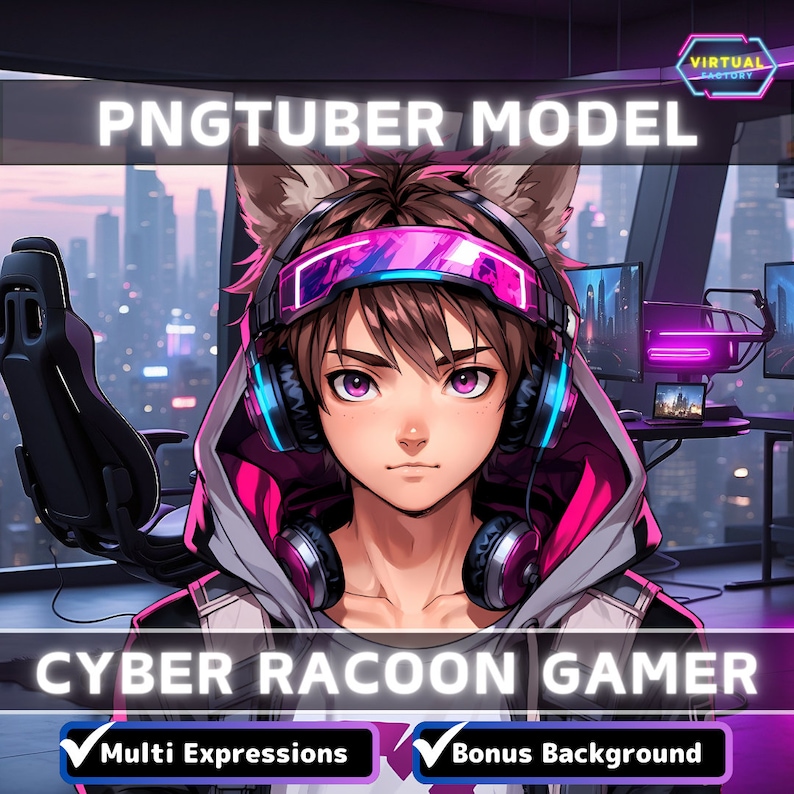 Premade Pngtuber Model Racoon Boy Vtuber Model Male PNG Vtuber Avatar ...