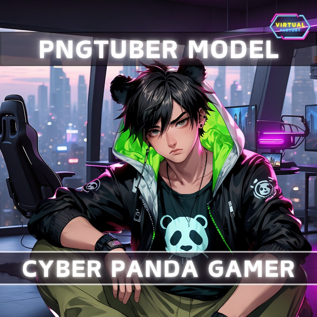 Premade Pngtuber Model Panda Male Vtuber Model Boy PNG Vtuber Avatar ...
