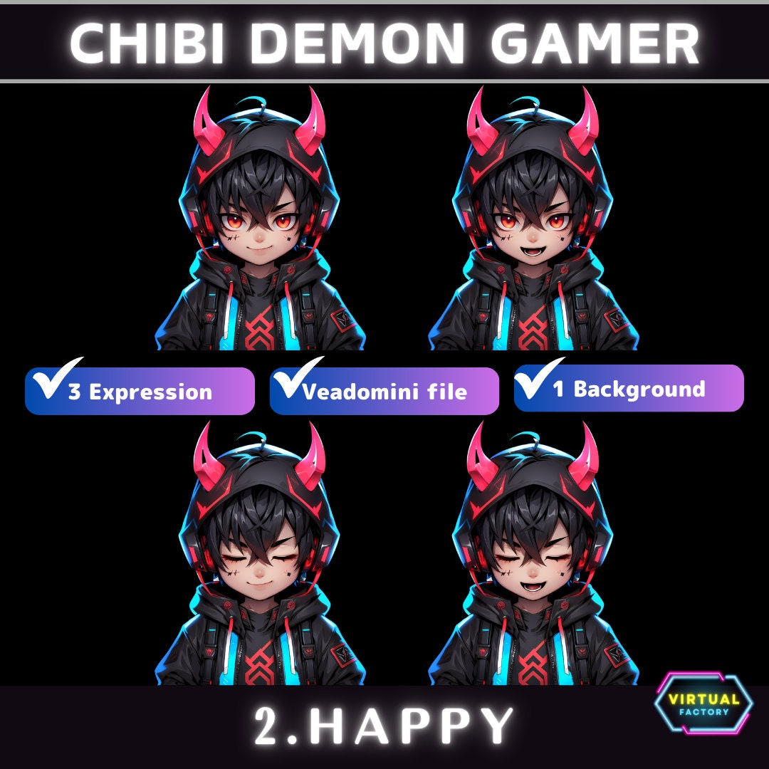 Premade Pngtuber Model Chibi Demon Boy Vtuber Model Cute Male PNG ...