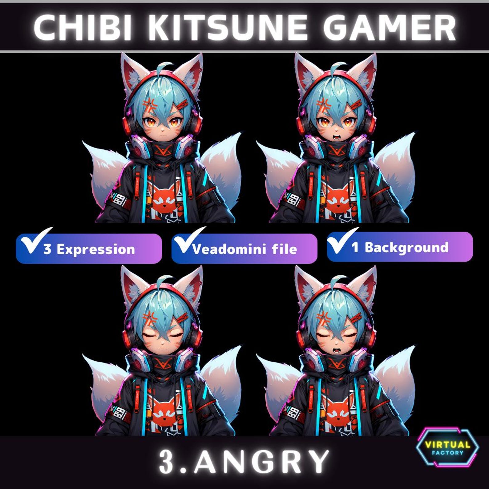 Premade Pngtuber Model Chibi Kitsune Boy Vtuber Model Cute Male PNG ...