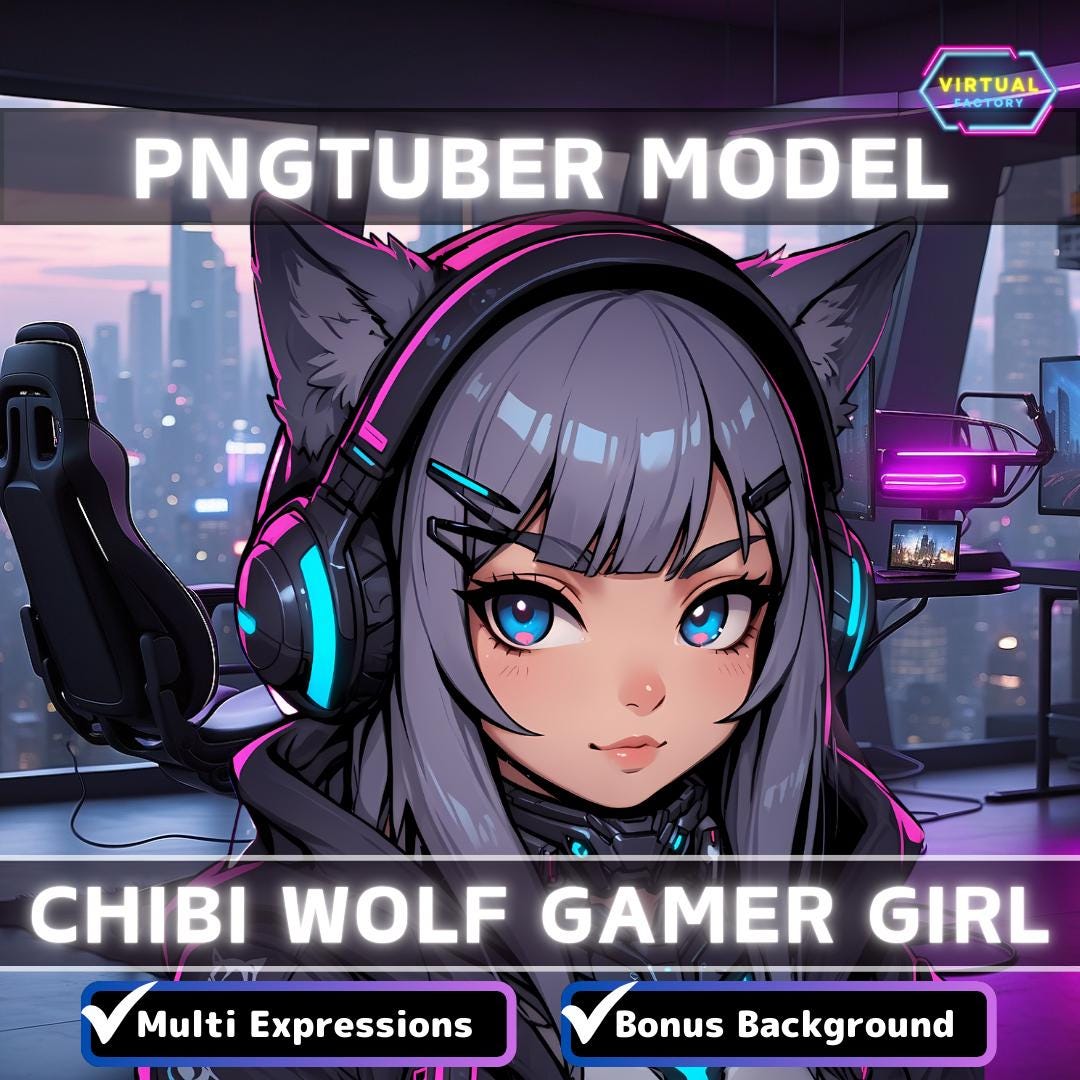 Premade Pngtuber Model Chibi Wolf Girl Vtuber Model Cute Female PNG ...