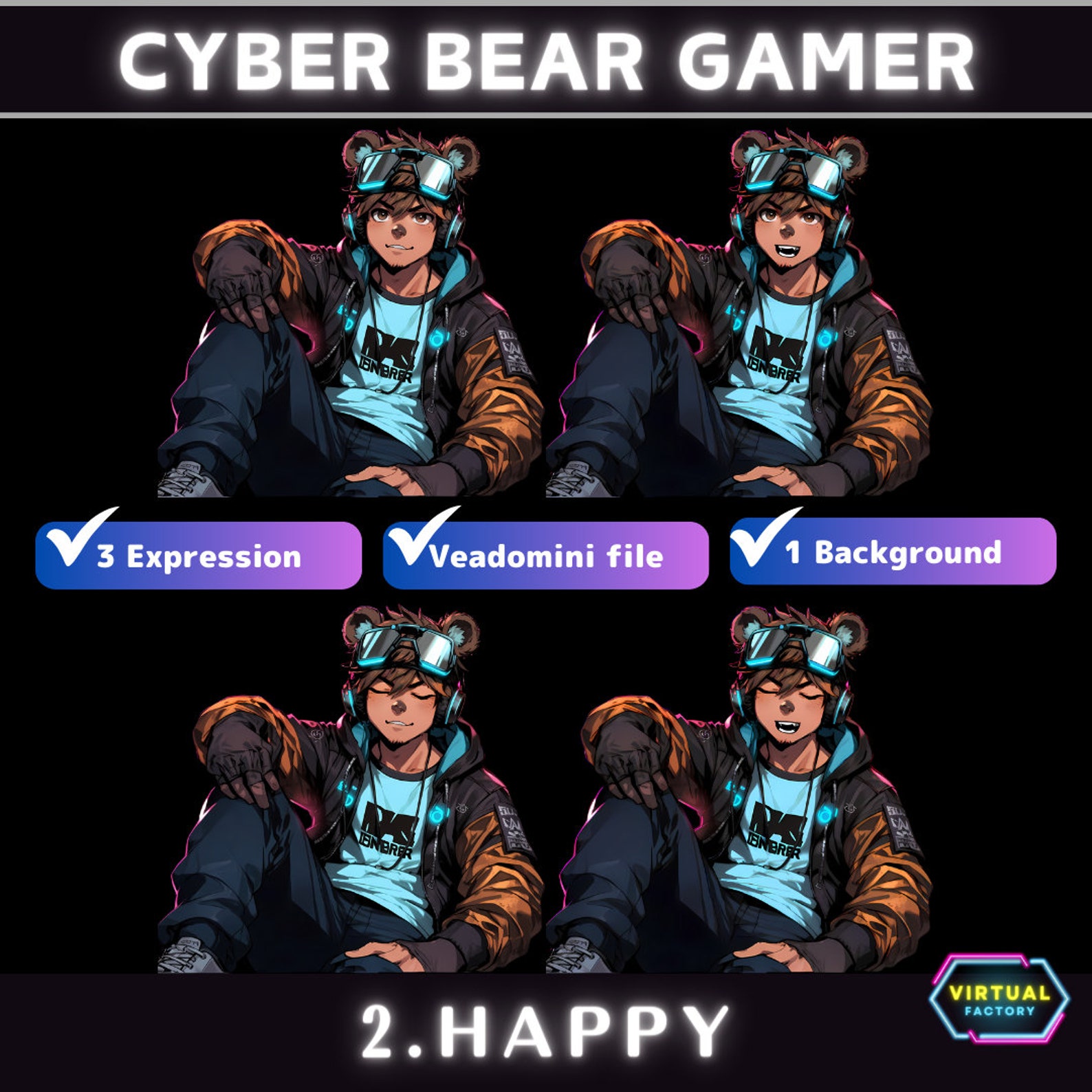 Premade Pngtuber Model Bear Boy Vtuber Model Male PNG Vtuber Avatar ...