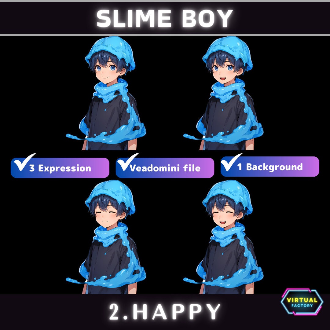 Premade Pngtuber Model Slime Gamer Boy Vtuber Model Male PNG Vtuber ...