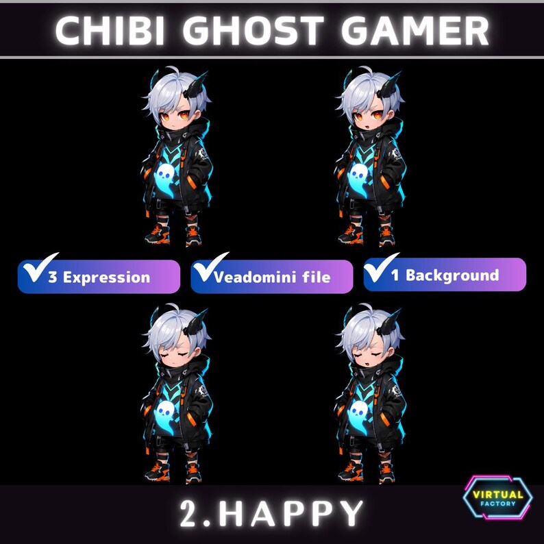 Premade Pngtuber Model Chibi Ghost Boy Vtuber Model Cute Male PNG ...
