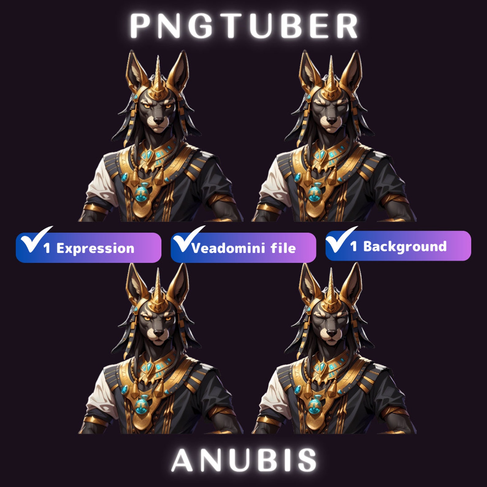 Pngtuber Premade Model Anubis With Animated Background Twitch Youtube ...