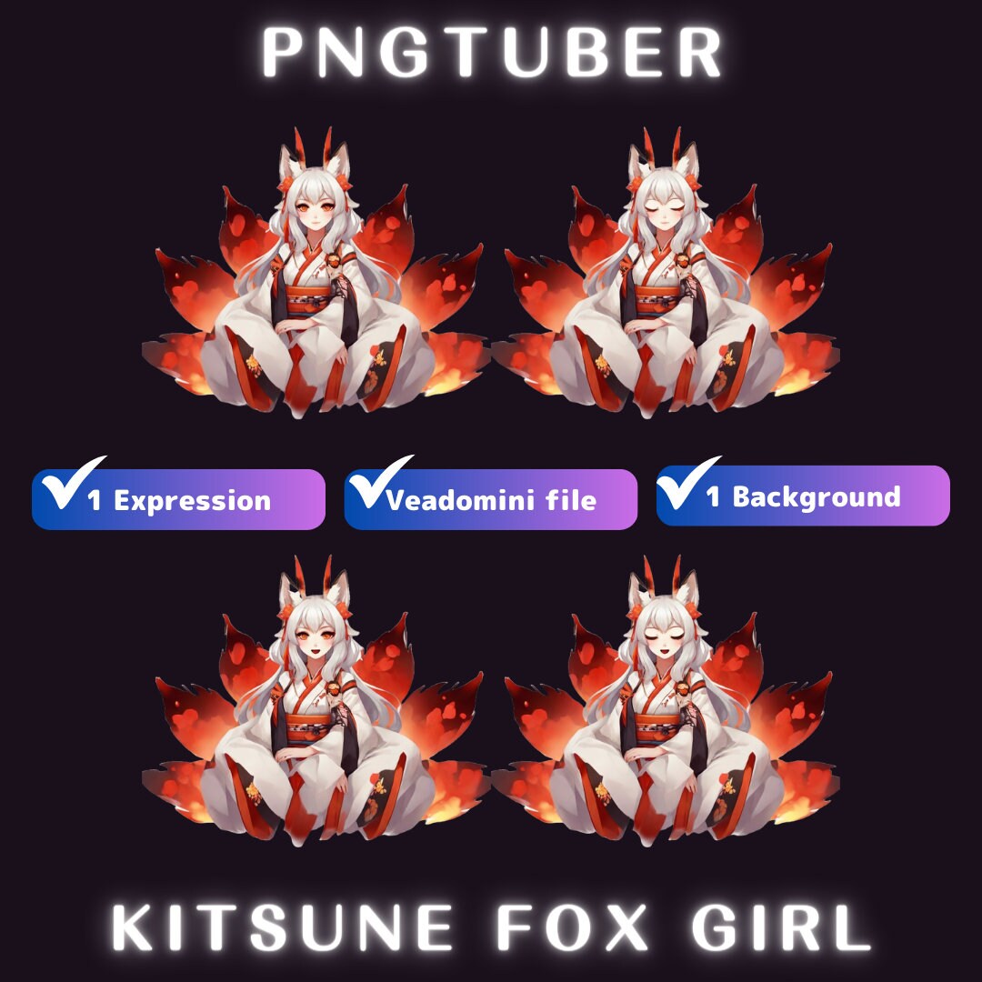 Premade Pngtuber Model Kitsune Fox Girl Vtuber Model Cute Female PNG ...