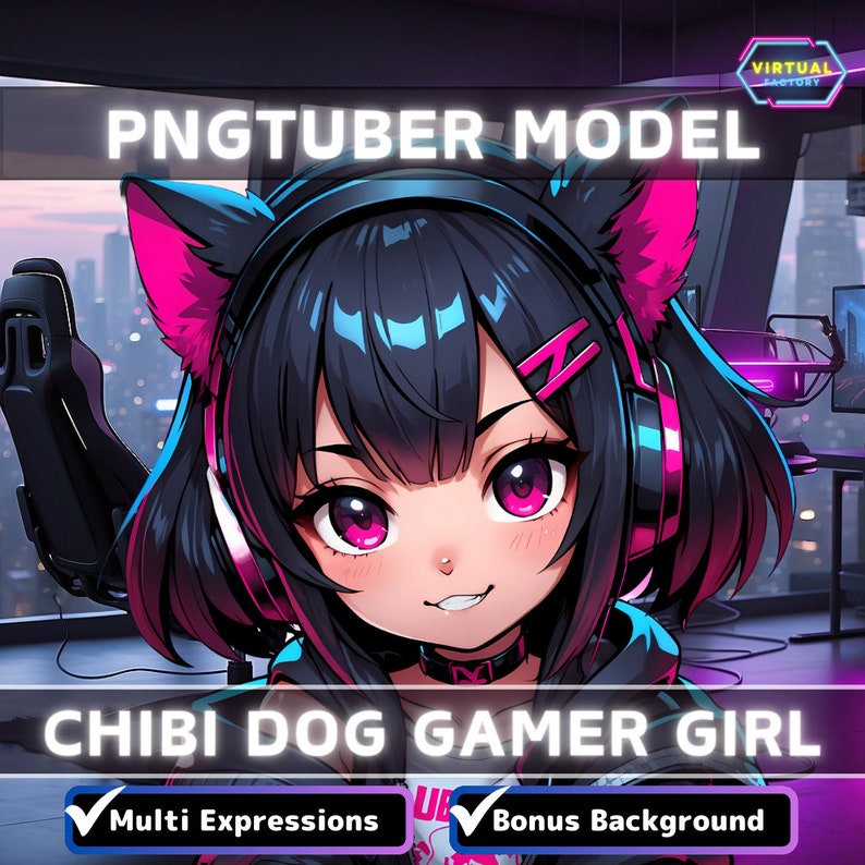 Premade Pngtuber Model Chibi Dog Girl Vtuber Model Cute Female PNG ...