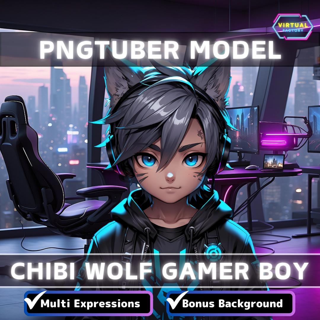 Premade Pngtuber Model Chibi Wolf Boy Vtuber Model Cute Male PNG Vtuber ...