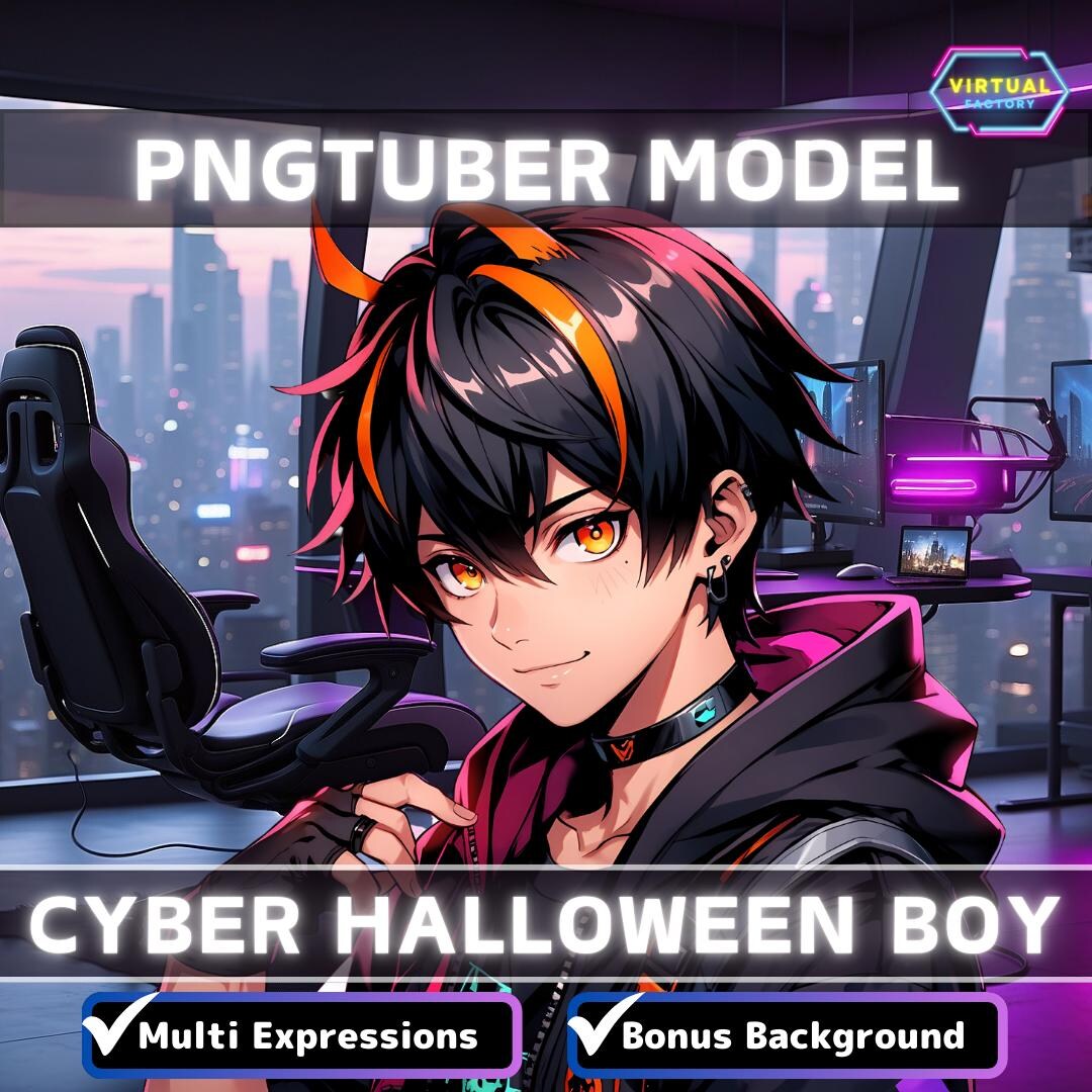 Premade Pngtuber Model Halloween Boy Vtuber Model Cute Male PNG Vtuber ...
