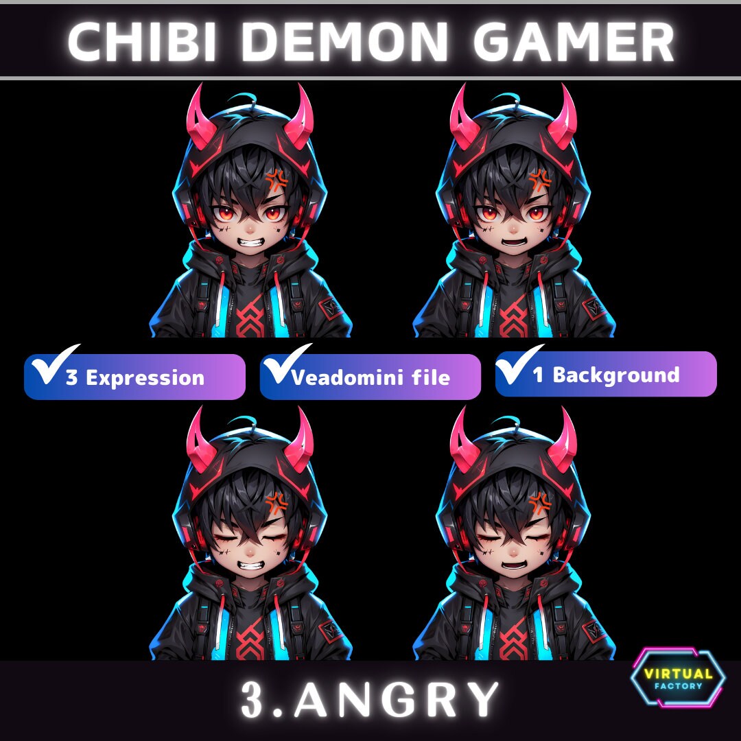 Premade Pngtuber Model Chibi Demon Boy Vtuber Model Cute Male PNG ...