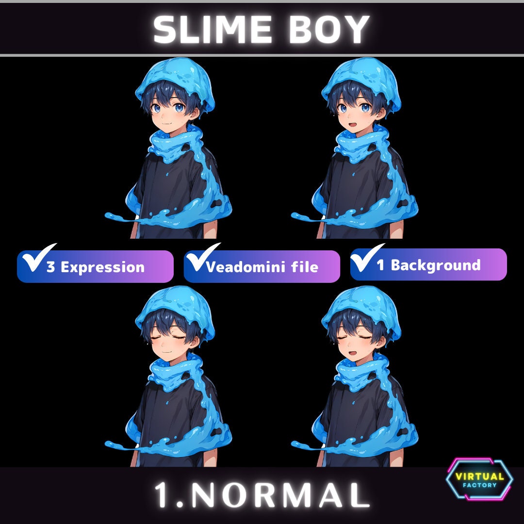 Premade Pngtuber Model Slime Gamer Boy Vtuber Model Male PNG Vtuber ...