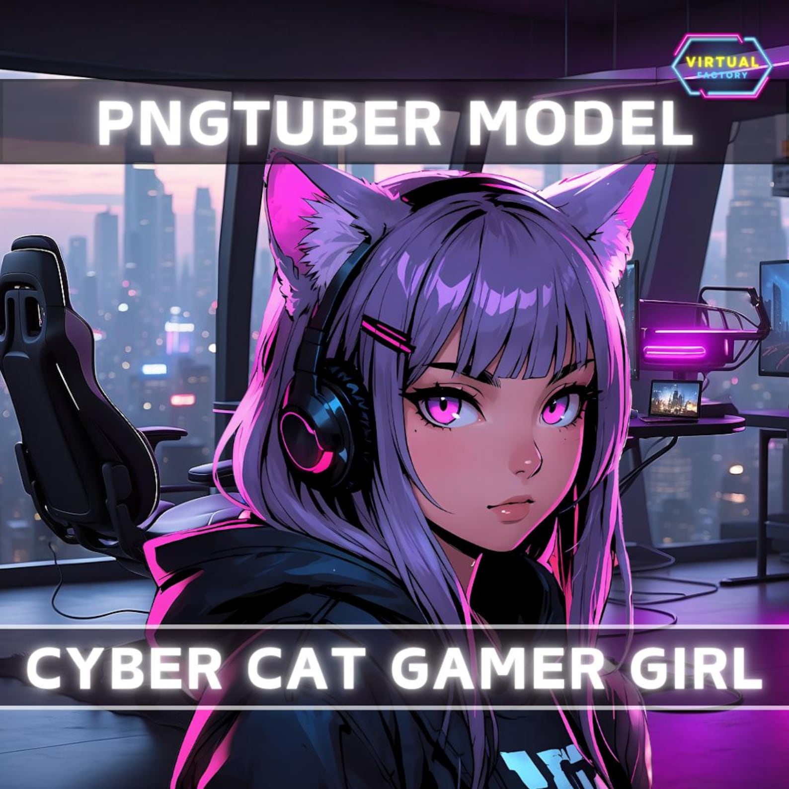 Premade Pngtuber Model Cat Girl Vtuber Model Cute PNG Vtuber Avatar ...
