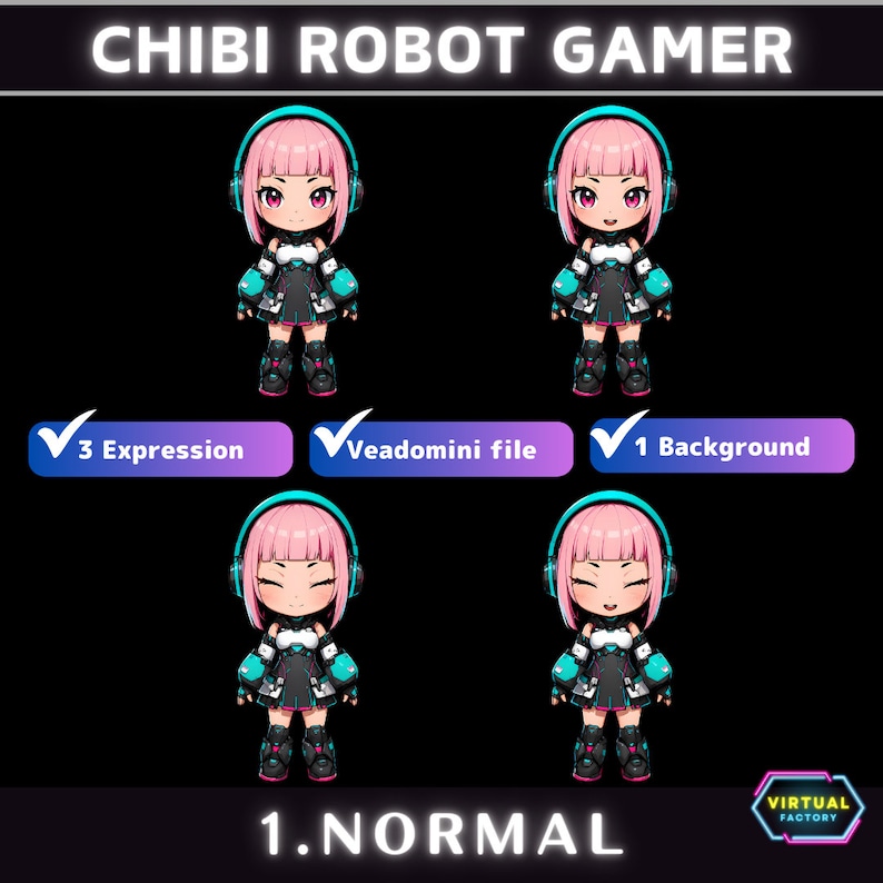 Premade Pngtuber Model Chibi Robot Girl Vtuber Model Cute Female PNG ...