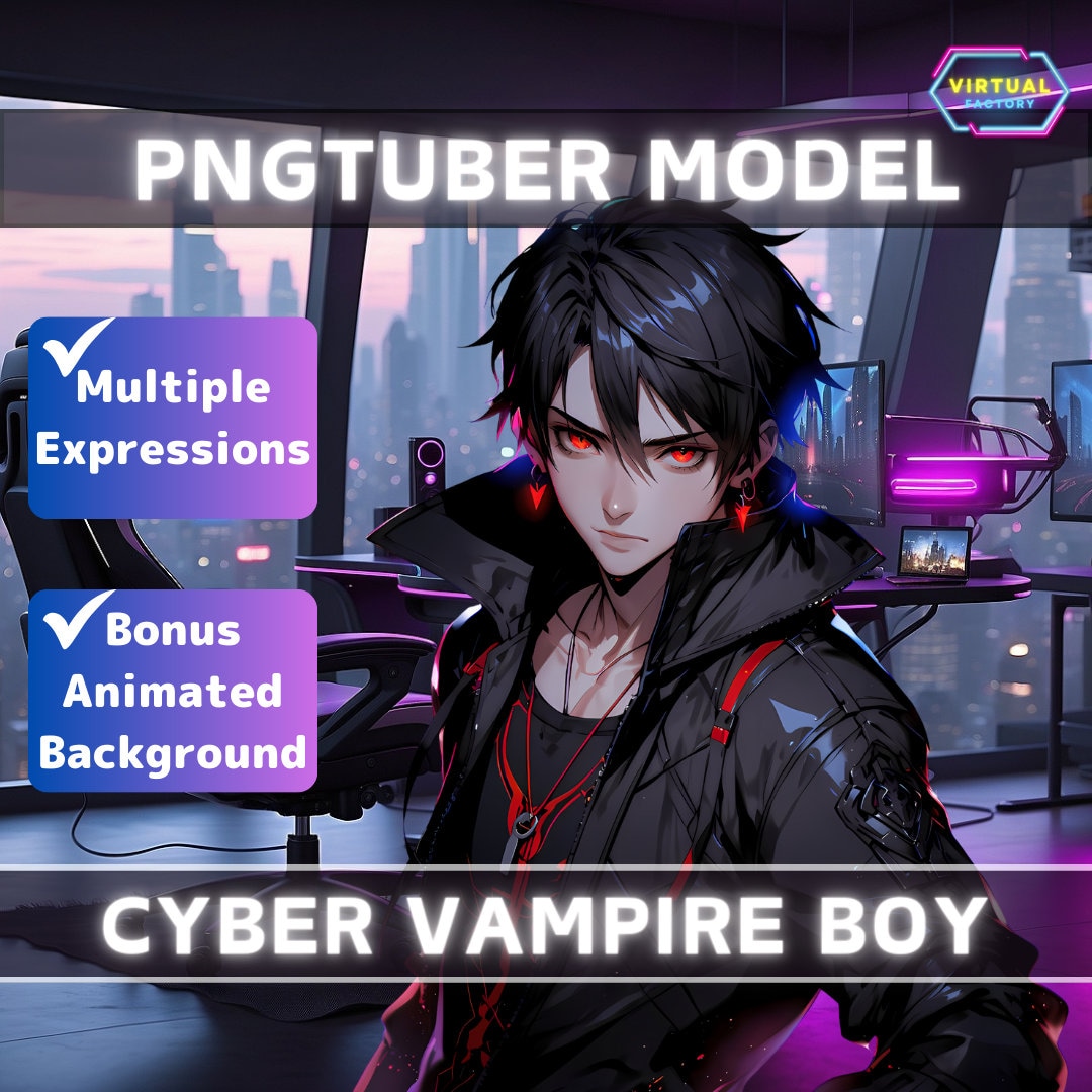 Premade Pngtuber Model Vampire Boy Vtuber Model Male PNG Vtuber Avatar ...