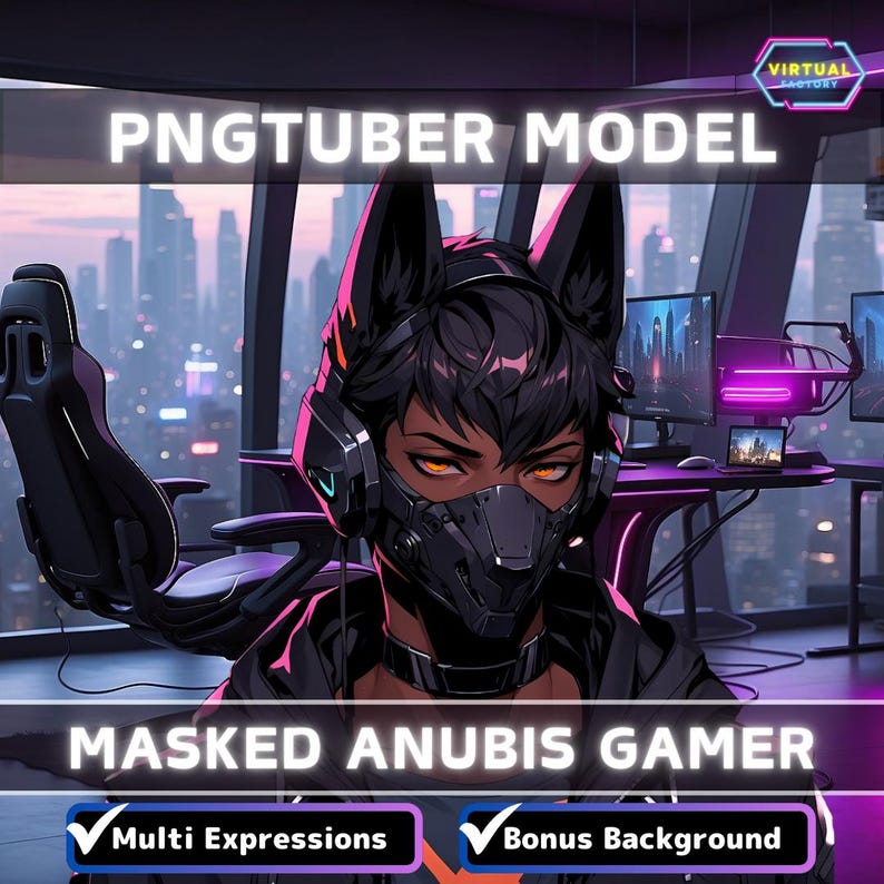 Premade Pngtuber Model Masked Anubis Boy Vtuber Model Male PNG Vtuber ...