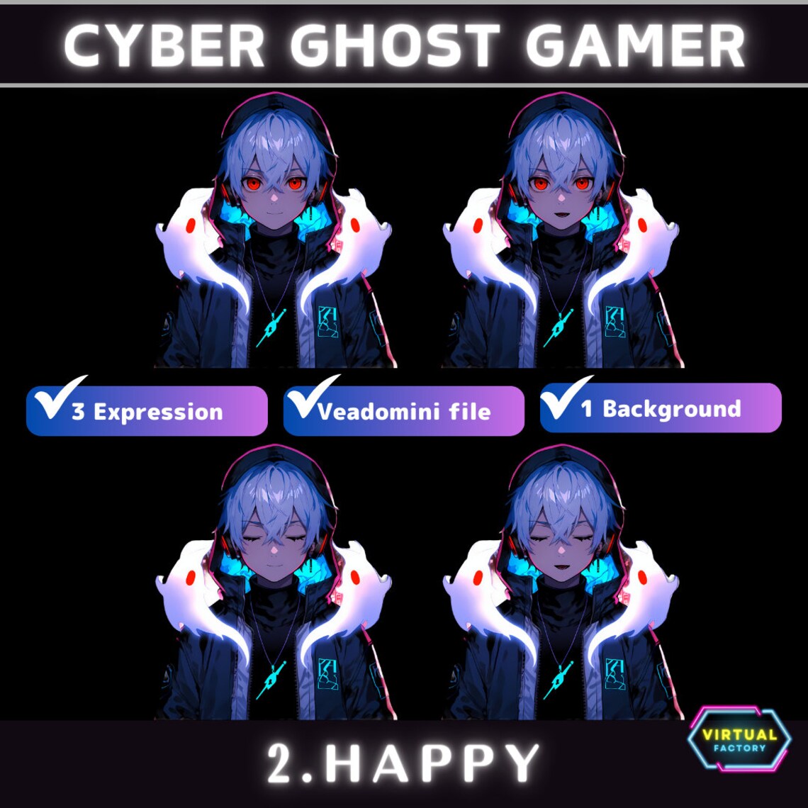 Premade Pngtuber Model Ghost Boy Vtuber Model Male PNG Vtuber Avatar ...