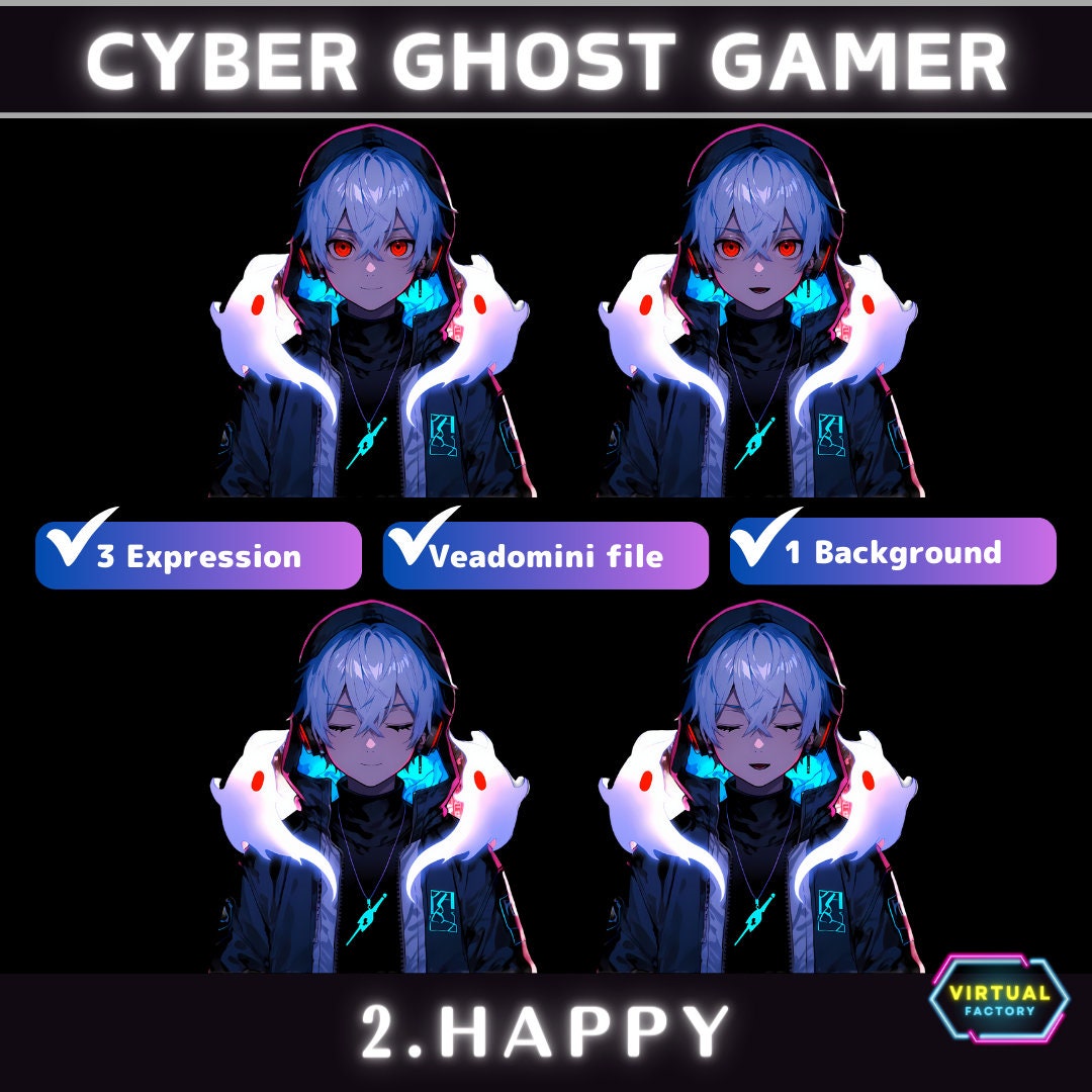 Premade Pngtuber Model Ghost Boy Vtuber Model Male PNG Vtuber Avatar ...