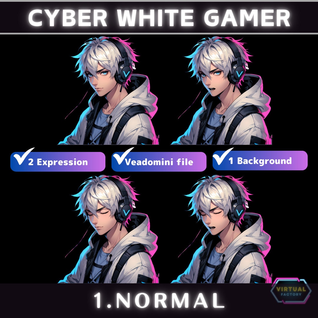 Pngtuber Premade Model Cyber White Gamer Boy | Twitch | Youtube ...