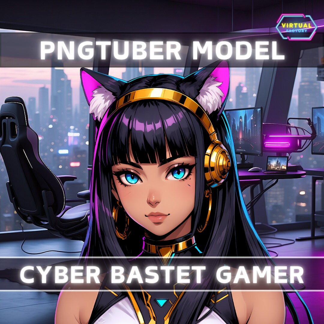 Premade Pngtuber Model Cat Girl Bastet Egypt Vtuber Model Female PNG Vtuber Avatar Game Stream ...